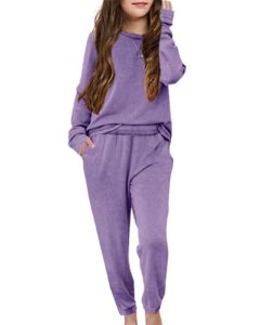 apbondy girls pullover sweatsuit casual sweatpants loungewear set relaxed tracksuit workout sets