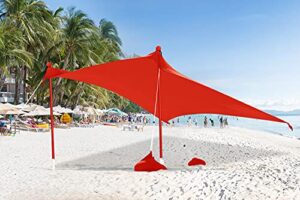 abccanopy beach portable sun shelter for beach, camping trips (7x7 ft, red)