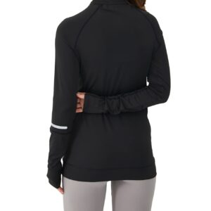 Quarter Zip Pullover Women Athletic Long Sleeve Golf Shirts Workout Shirt Fitted Long Sleeve Thumb Hole Active Wear Tops Black M