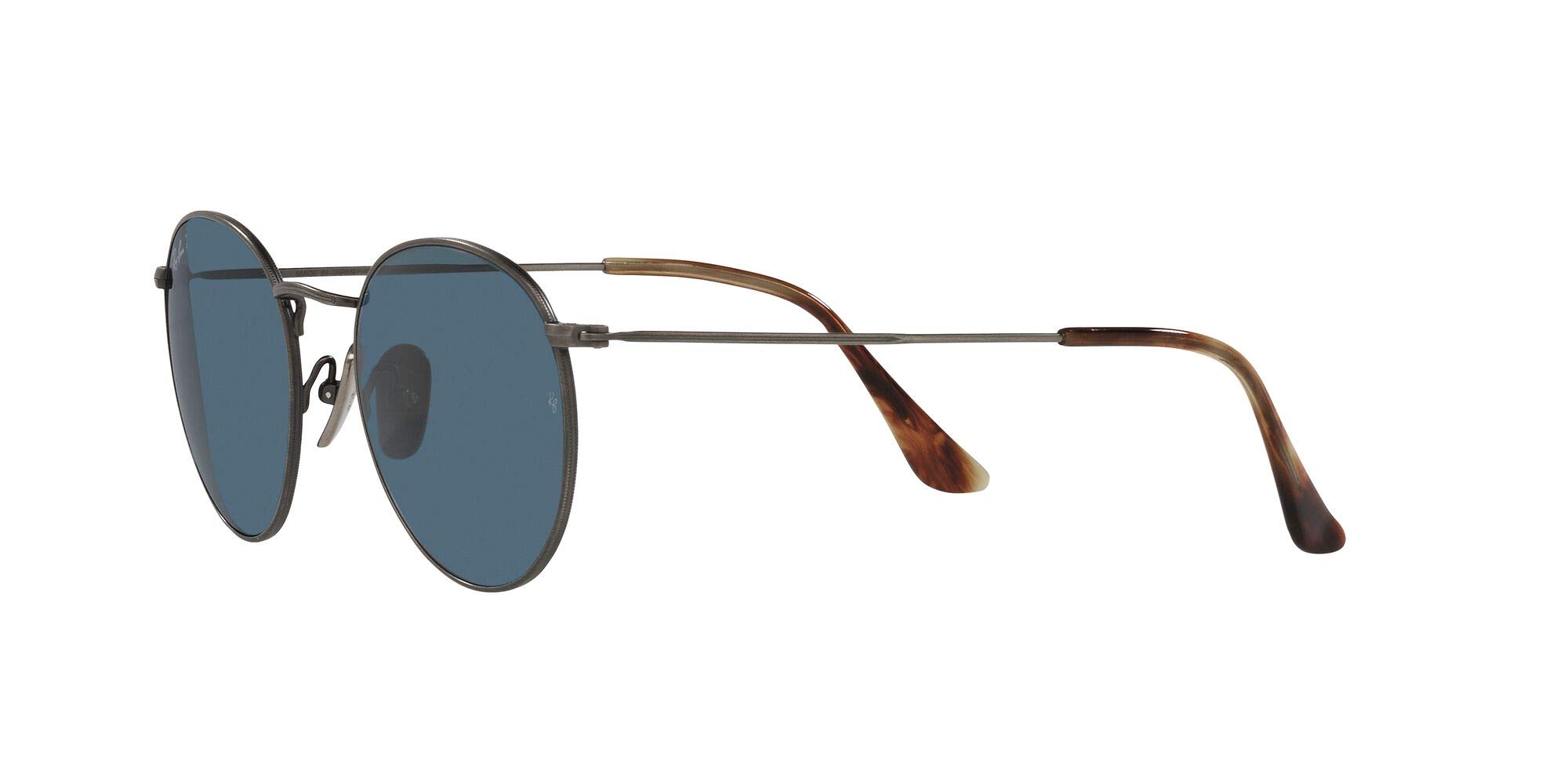 Ray-Ban RB8247 Round Titanium Sunglasses, Demigloss Pewter/Blue/Gold Mirrored Polarized, 47 mm