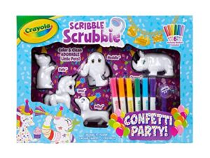 crayola scribble scrubbie toy pet playset, confetti party pack, coloring toy for kids, gift for ages 3, 4, 5, 6, 7