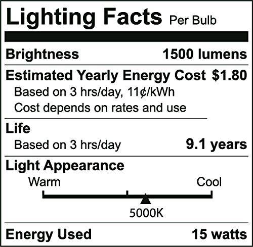 KOR LED Light Bulbs - 6 Pack of 5000K Daylight White Lightbulbs - E26 Base, A19 Size, 15W (100W Incandescent Equivalent) - Long Lasting 1500 Lumen Bright Shatter Resistant Energy Saving Light Bulbs