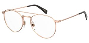 levi's lv 1006 oval prescription eyeglass frames, gold copper/demo lens, 52mm, 19mm