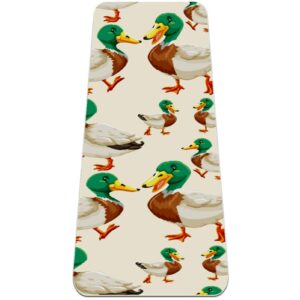 unicey cute cartoon funny green head ducks yoga mat thick non slip yoga mats for women&girls exercise mat soft pilates mats,(72x24 in, 1/4-inch thick)