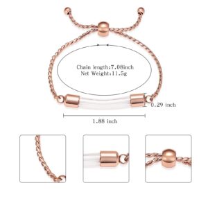 constantlife Stainless Steel Cremation Bracelet for Ashes - Transparent Glass Tube Urn Bangle Memorial Jewelry for Men Women (Rose Gold)