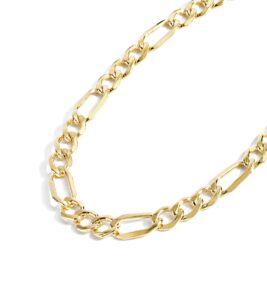 jewelry atelier gold chain necklace collection - 14k solid yellow gold filled figaro chain necklaces for women and men with different sizes (2.8mm, 3.7mm, 4.7mm, 5.6mm)