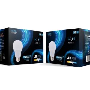 KOR LED Light Bulbs - 6 Pack of 5000K Daylight White Lightbulbs - E26 Base, A19 Size, 15W (100W Incandescent Equivalent) - Long Lasting 1500 Lumen Bright Shatter Resistant Energy Saving Light Bulbs