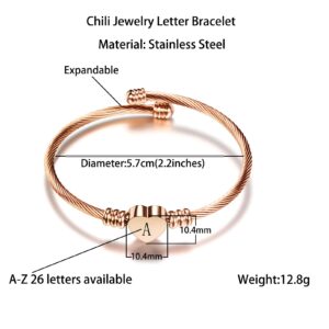 Chili Jewelry Rose Gold Women Initial S Letter Cuff Bracelets Heart Name Expandable Bangle