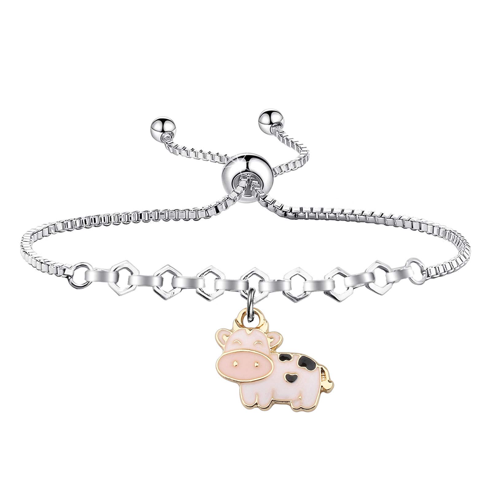 PLITI Cow Gifts Cow Lover Jewelry Cow Mom Gifts Cow Themed Gifts Cow Owner Gifts Pet Pygmy Cows Gift Cow Bracelet For Best Friend Family (Cow bracelet)