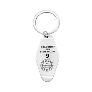 fotap dragonfly inn key tag gilmore tv show gift hand stamp keychain for gilmore fans (dragonfly inn)