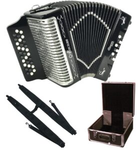 alacran al3112 accordion package: 31 button, 12 bass accordion with rigid case and adjustable straps (sol/gcf, gloss black)