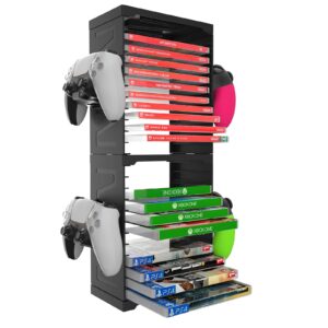 heatfun video game storage, storage tower for ps5 games, storage stand for xbox nintendo switch games (for 24 game boxes)