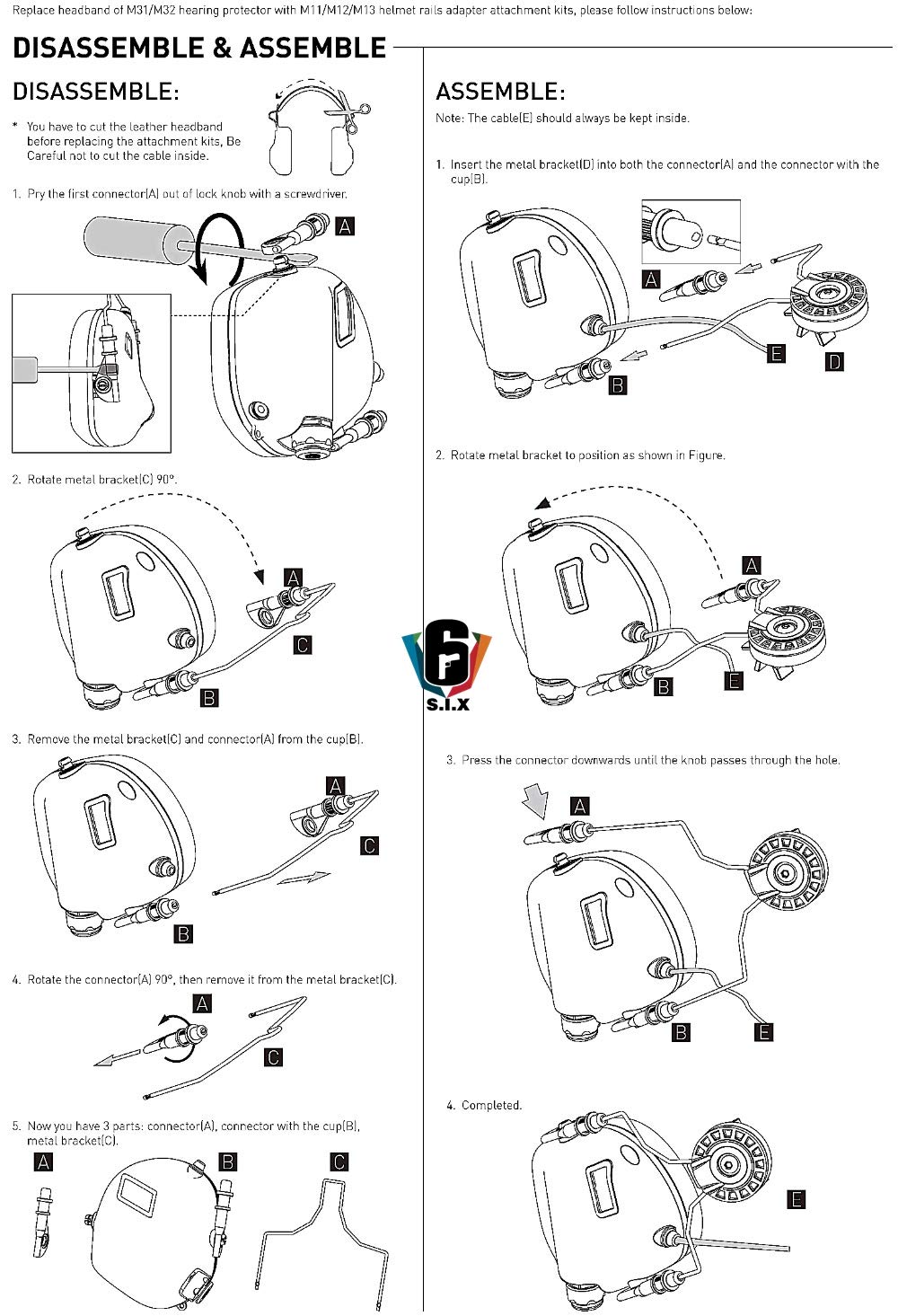 OPSMAN EARMOR Headset Team Wendy EXFIL 2.0 Univerlas Tactical Helmet Rail Adapter