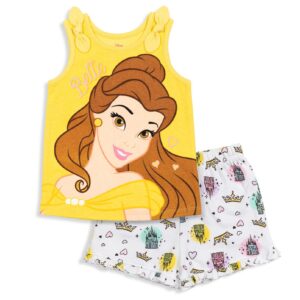 disney princess belle little girls tank top and french terry shorts 6-6x