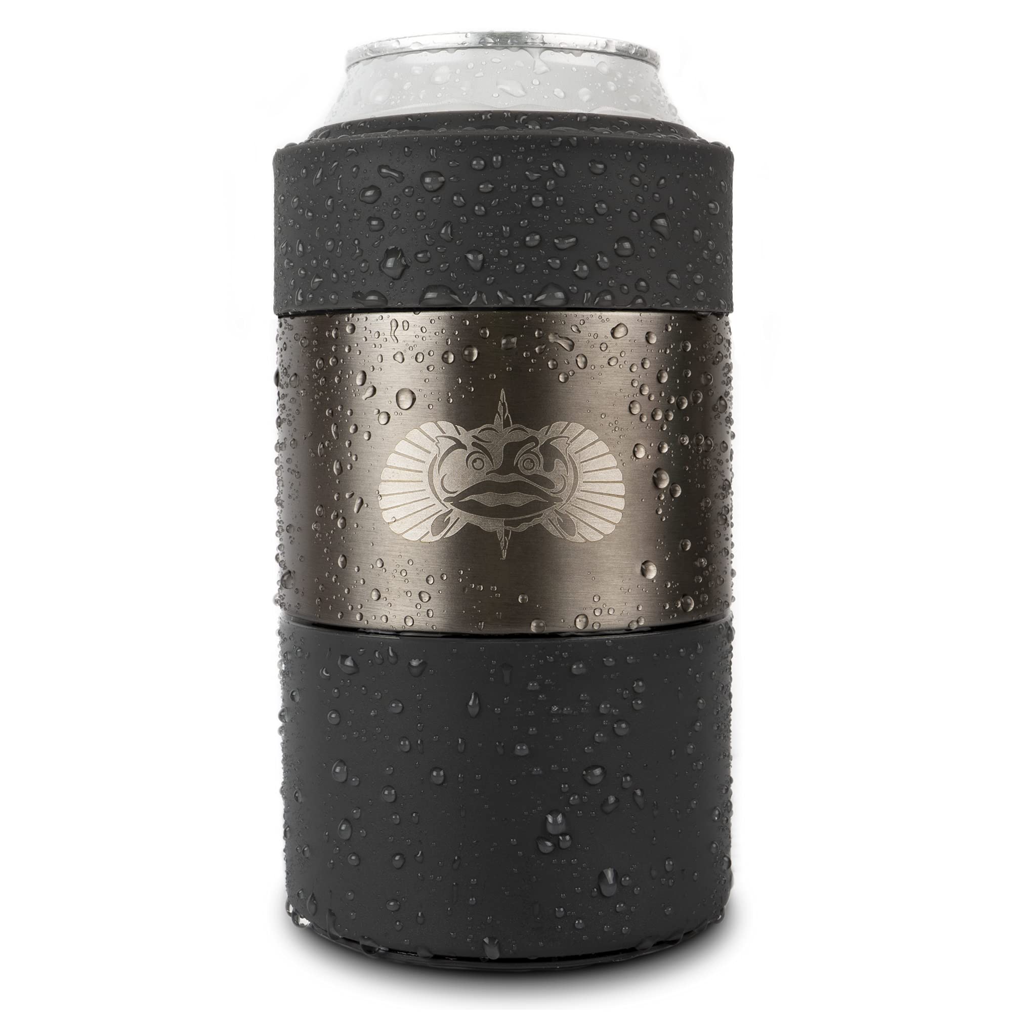 Toadfish Non-Tipping Can Cooler for 12oz Cans - Suction Cup Can Cooler for Beer & Soda - Includes Slim Can Adapter - Stainless Steel Double-Wall Vacuum Insulated Cooler - Graphite