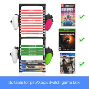 HEATFUN Video Game Storage, Storage Tower for PS5 Games, Storage Stand for Xbox Nintendo Switch Games (for 24 Game Boxes)