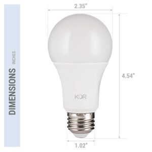 KOR LED Light Bulbs - 6 Pack of 5000K Daylight White Lightbulbs - E26 Base, A19 Size, 15W (100W Incandescent Equivalent) - Long Lasting 1500 Lumen Bright Shatter Resistant Energy Saving Light Bulbs