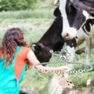 PLITI Cow Gifts Cow Lover Jewelry Cow Mom Gifts Cow Themed Gifts Cow Owner Gifts Pet Pygmy Cows Gift Cow Bracelet For Best Friend Family (Cow bracelet)