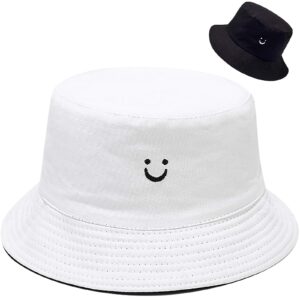 malaxlx black white bucket hat beach sun hat aesthetic fishing hat for men women teens, reversible double-side-wear