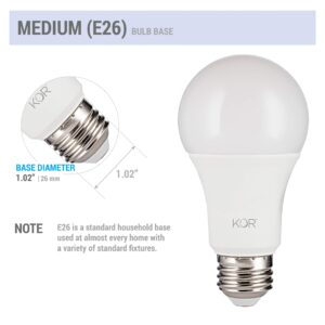 KOR LED Light Bulbs - 6 Pack of 5000K Daylight White Lightbulbs - E26 Base, A19 Size, 15W (100W Incandescent Equivalent) - Long Lasting 1500 Lumen Bright Shatter Resistant Energy Saving Light Bulbs