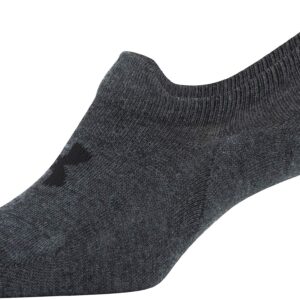 Under Armour Adult Essential Ultra Low Tab Socks, Multipairs, Black Heather (3-Pairs), Medium