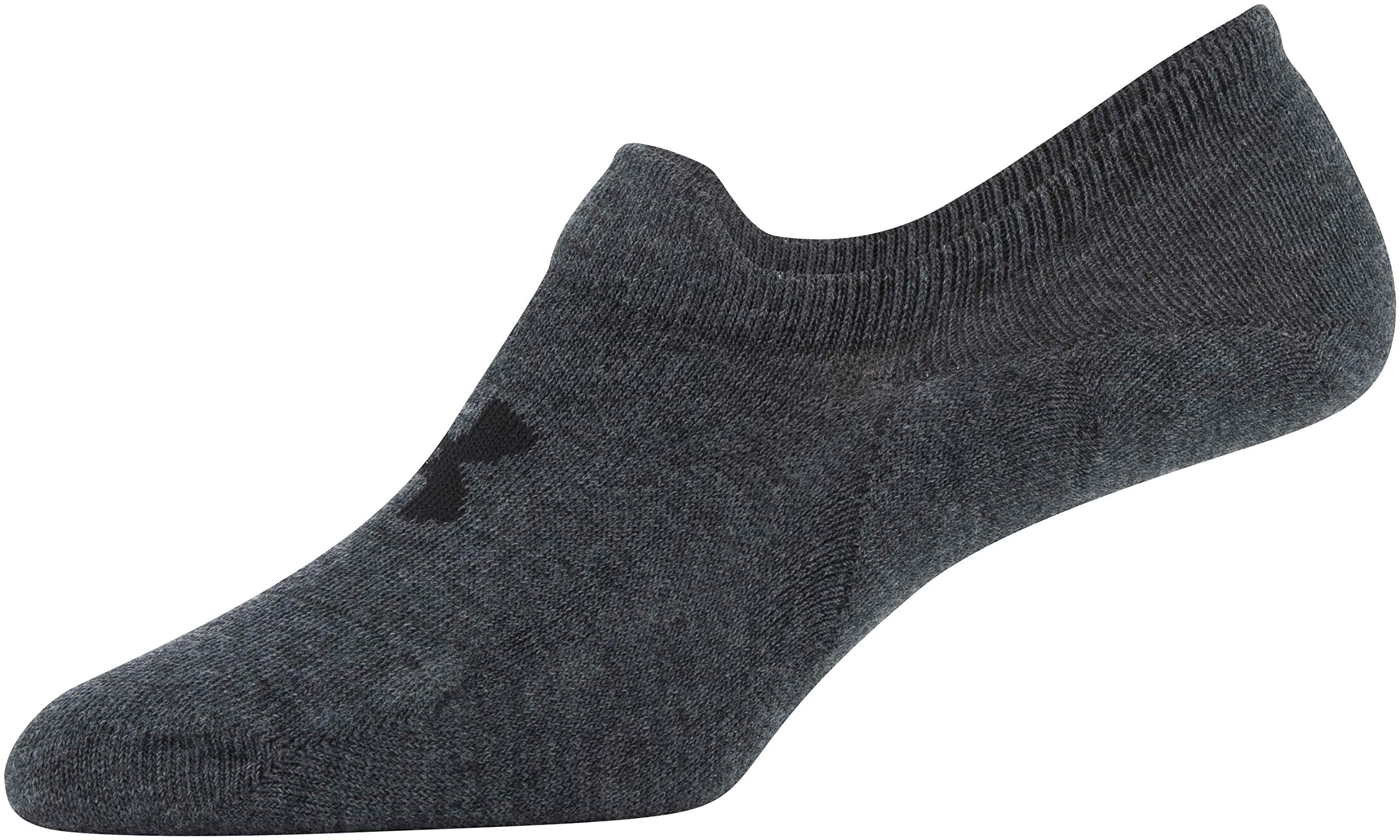 Under Armour Adult Essential Ultra Low Tab Socks, Multipairs, Black Heather (3-Pairs), Medium