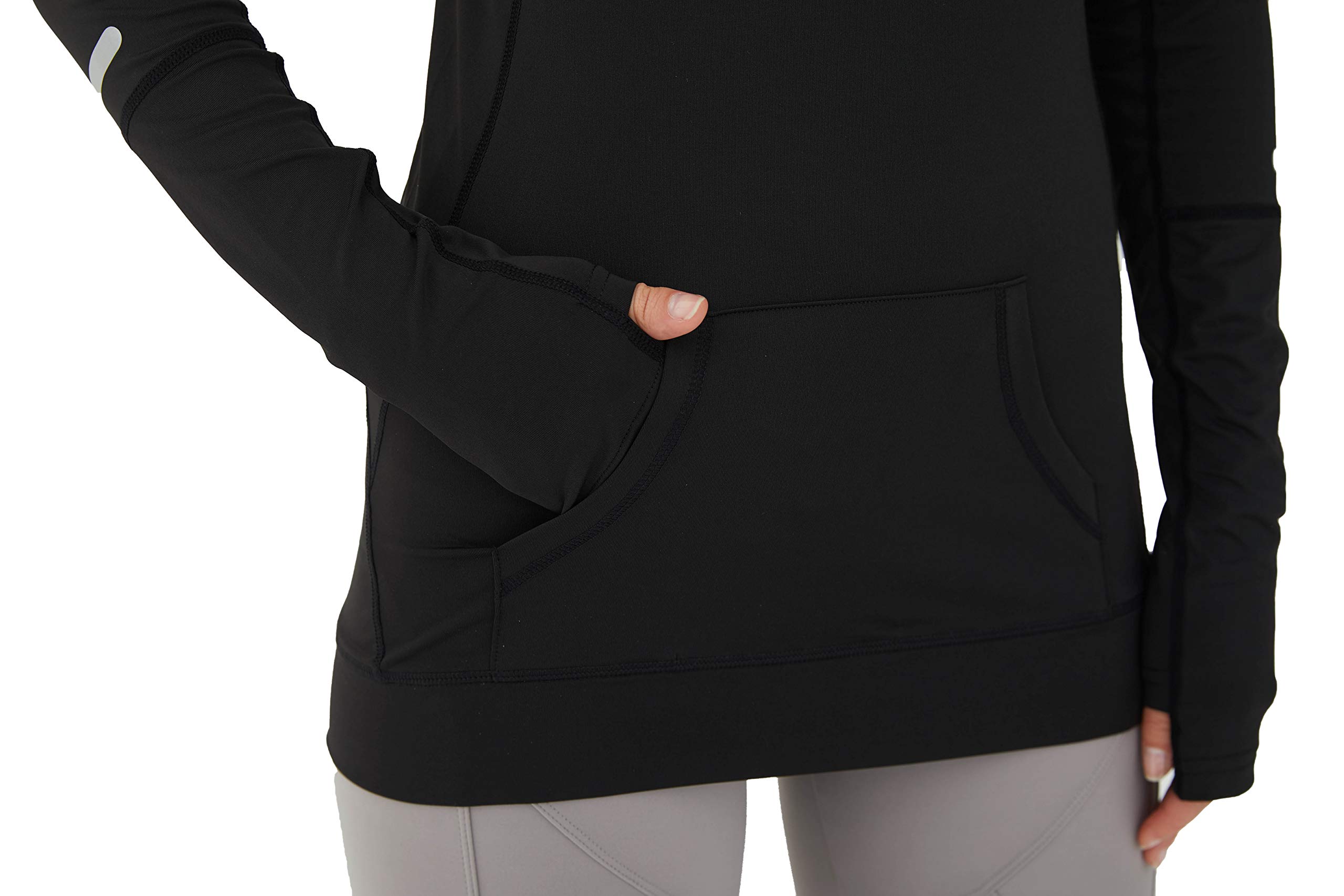 Quarter Zip Pullover Women Athletic Long Sleeve Golf Shirts Workout Shirt Fitted Long Sleeve Thumb Hole Active Wear Tops Black M