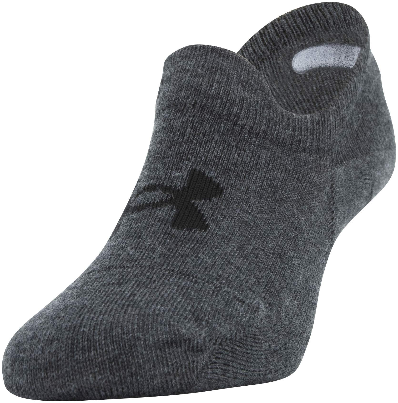 Under Armour Adult Essential Ultra Low Tab Socks, Multipairs, Black Heather (3-Pairs), Medium