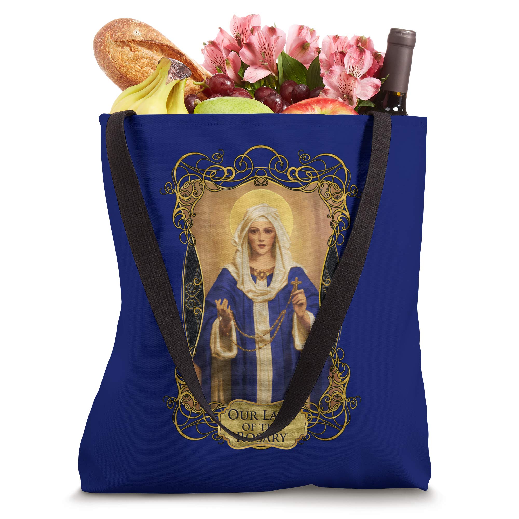 Our Lady of the Rosary Catholic Prayer Rosaries Mary Tote Bag