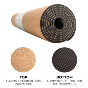 Mount Adams Cork Yoga Mat, 72" Long by 26" Wide, 6mm Thick Yoga Mat, Natural Hot Yoga Mat for Fitness or Pilates, Non Slip Exercise Mat for Workout or Stretching