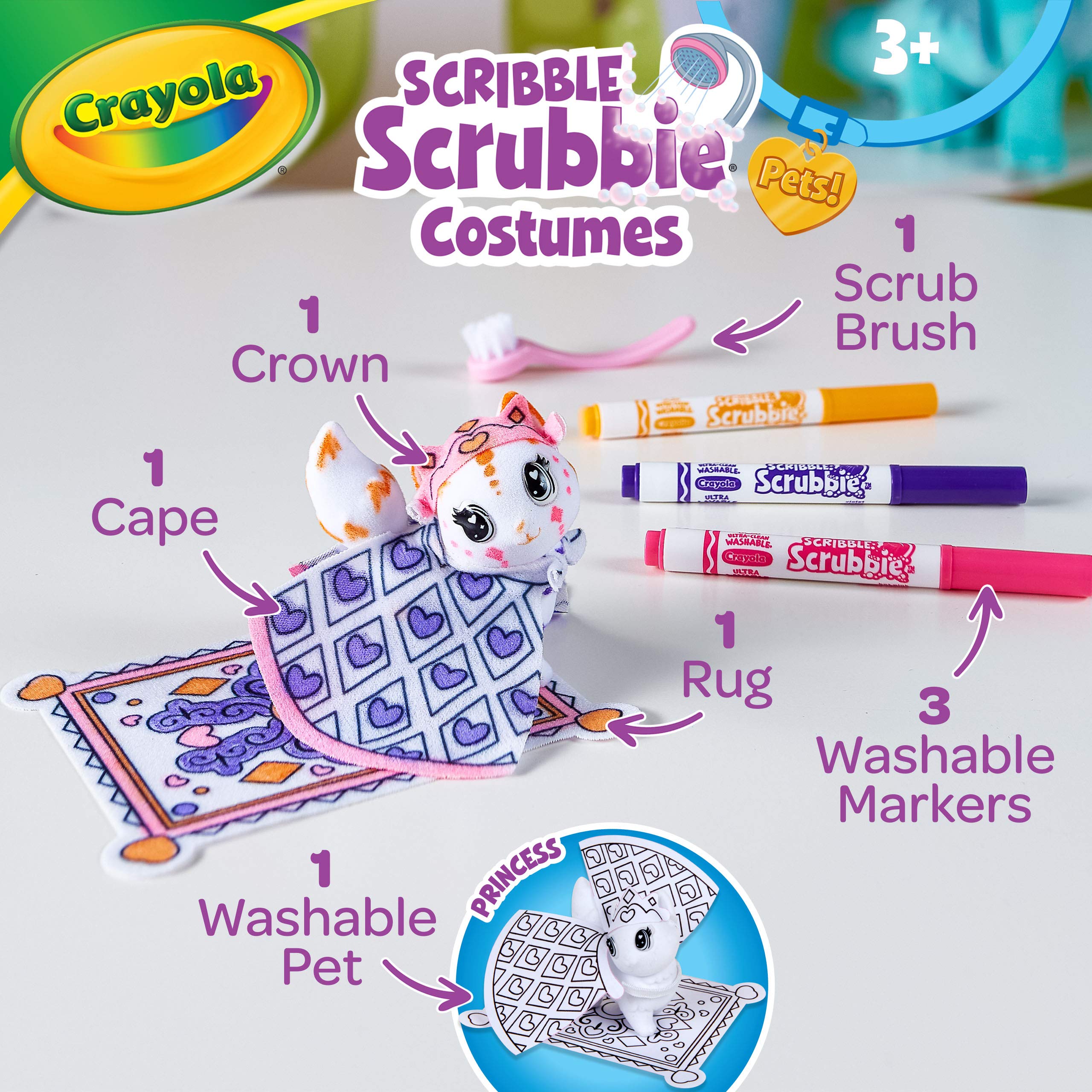 Crayola Scribble Scrubbie Pets Princess Playset, Kids Toys, Gift for Girls & Boys