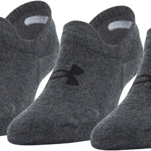 Under Armour Adult Essential Ultra Low Tab Socks, Multipairs, Black Heather (3-Pairs), Medium