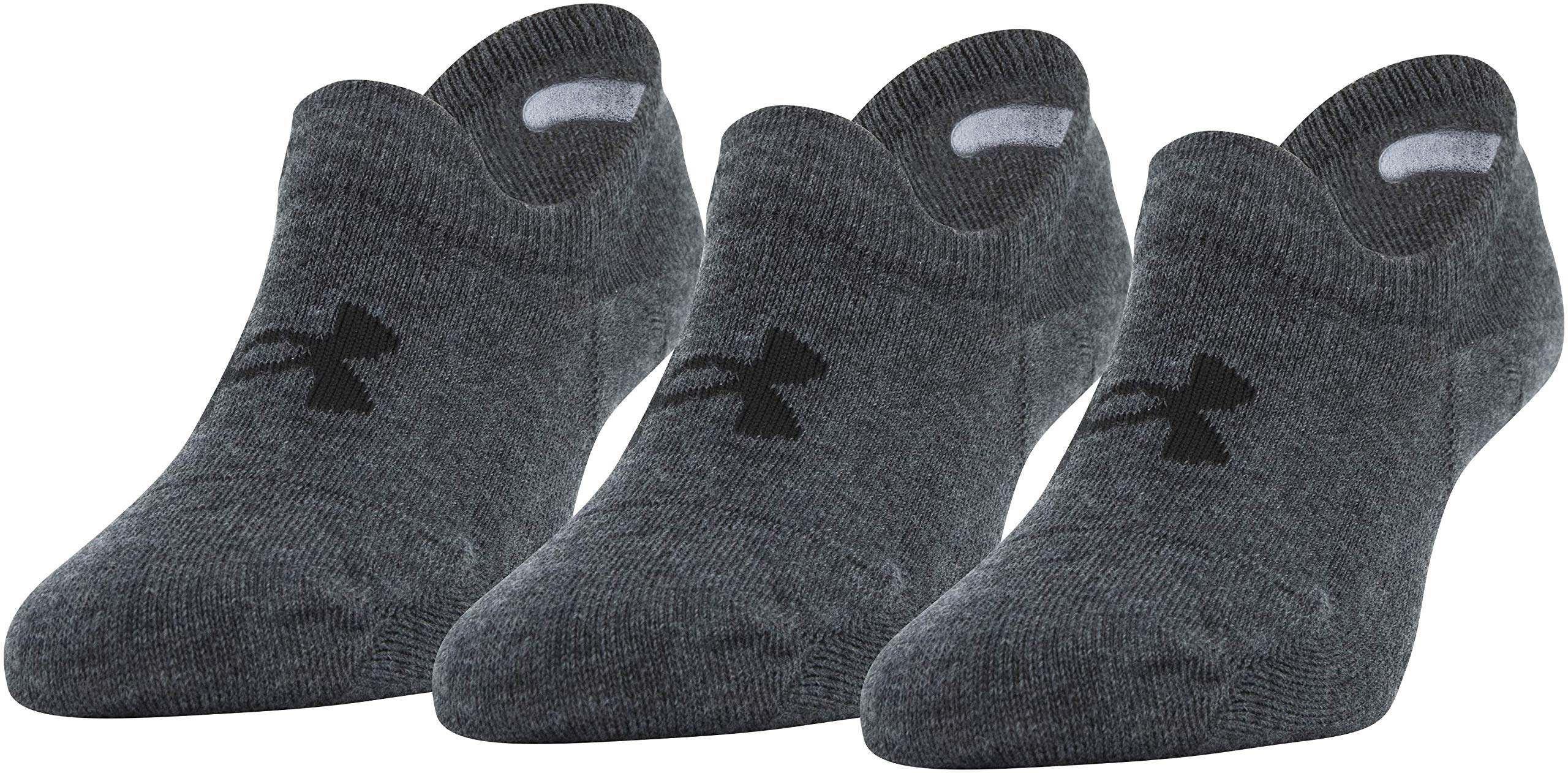 Under Armour Adult Essential Ultra Low Tab Socks, Multipairs, Black Heather (3-Pairs), Medium