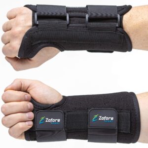 zofore sport carpal tunnel wrist brace support with 2 straps and metal splint stabilizer - helps relieve tendinitis arthritis carpal tunnel pain - reduces recovery time for men women - left (l/xl)