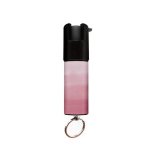 guard dog security pepper spray, keychain with safety twist top, mini and easy carry, lightweight and fashionable, maximum police strength oc spray, 16 feet range (pink ombre)