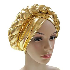 latest aso oke auto gele headtie already handmade african cap nigerian wedding gele women braid turbans ladies head wraps (gold)