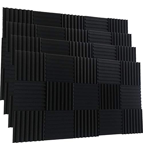 96 Pack BLACK Acoustic Foam Panel Wedge Studio Soundproofing Wall Tiles 12" X 12" X 1"