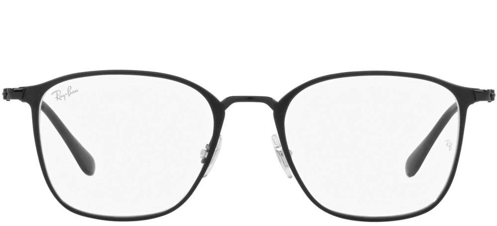 Ray-Ban RX6466 Square Prescription Eyeglass Frames, Matte Black On Black/Demo Lens, 49 mm