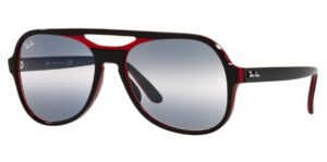 ray-ban rb4357 powderhorn aviator sunglasses, black red blue/clear gradient blue, 58 mm