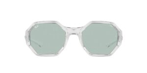 ray-ban rb4337 polarized square sunglasses, transparent/evolve photochromic green to blue, 59 mm