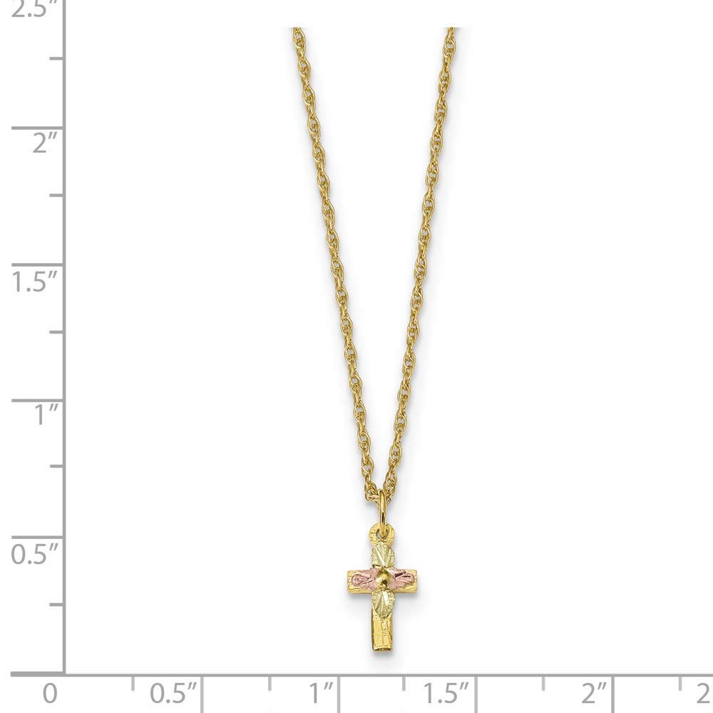 10k Tri-Color Black Hills Gold Cross Necklace Q10BH703-18