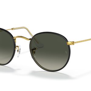 Ray-Ban RB3447JM Round Full Color Sunglasses, Black On Legend Gold/Grey Gradient, 50 mm