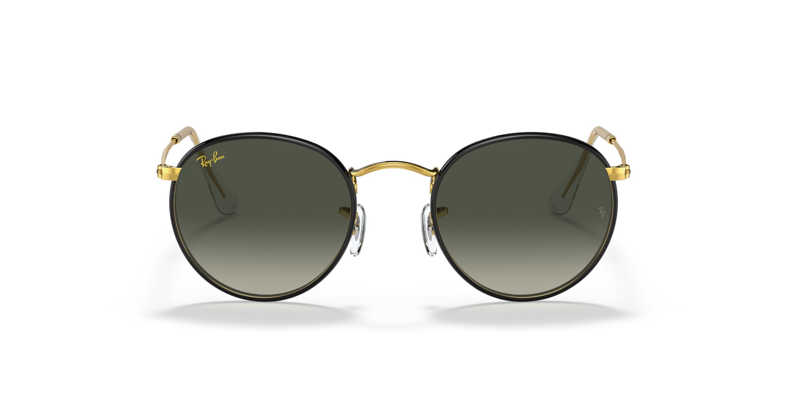 Ray-Ban RB3447JM Round Full Color Sunglasses, Black On Legend Gold/Grey Gradient, 50 mm