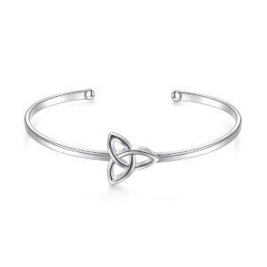 flyow irish jewelry cuff bangle for women, sterling silver celtic knot bracelet birthday gift for wife girlfriend best friend sister mom