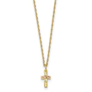 10k tri-color black hills gold cross necklace q10bh703-18