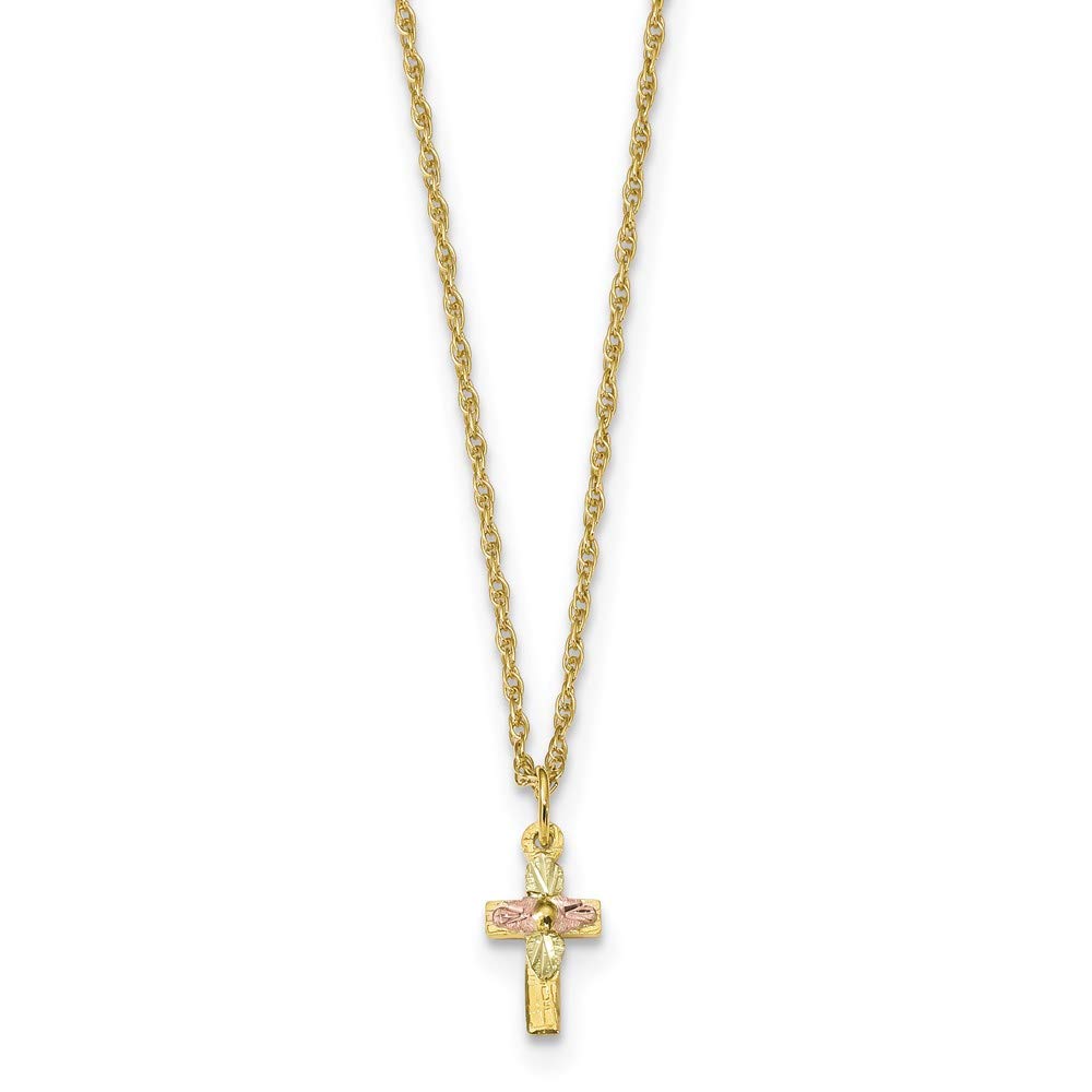 10k Tri-Color Black Hills Gold Cross Necklace Q10BH703-18