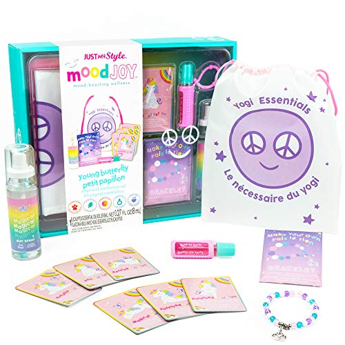 Just My Style MoodJoy Young Butterfly Yoga & Meditation Set by Horizon Group USA, Yoga and Meditation Accessories, Yoga Mat Spray Tea Tree, Eucalyptus Essential Oil Rollerball, Yoga Cards for Kids