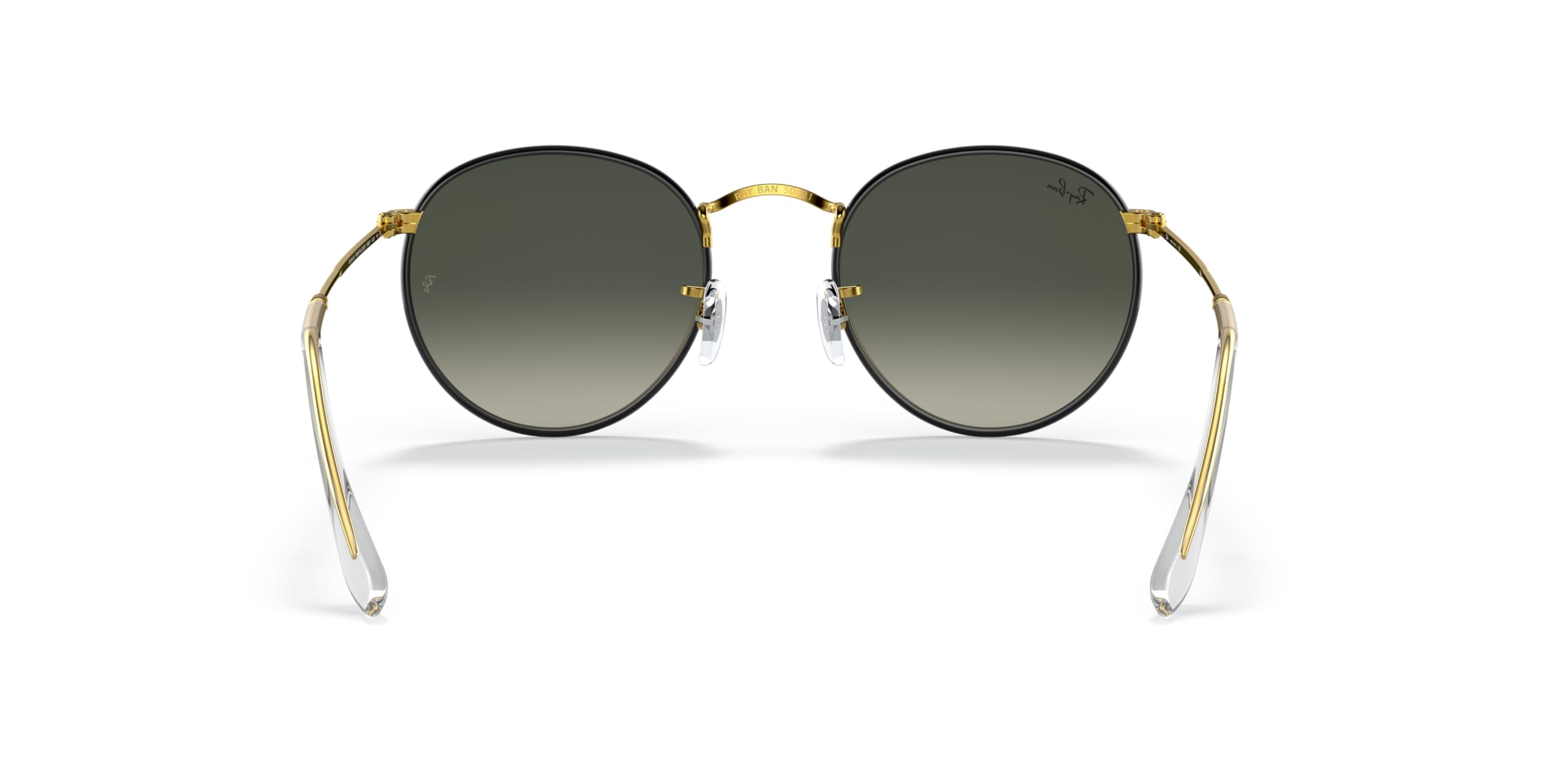 Ray-Ban RB3447JM Round Full Color Sunglasses, Black On Legend Gold/Grey Gradient, 50 mm