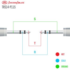 AxcessAbles 1/4 (6.35mm) TRS to 1/4 (6.35mm) TRS Multi-Color Balanced Stereo Patch Cables 6-Pack Outboard Gear & Patchbay Studio Cables External Effects Digital Analog Effects (1.5ft)