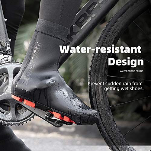 ROCKBROS Cycling Shoe Covers Warm Bike Shoe Cover Warmer Water Resistant Windproof Bicycle Overshoes for Mountain Road Bike Shoes L Black